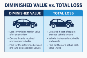 Diminished Value vs Total Loss: Key Differences Explained